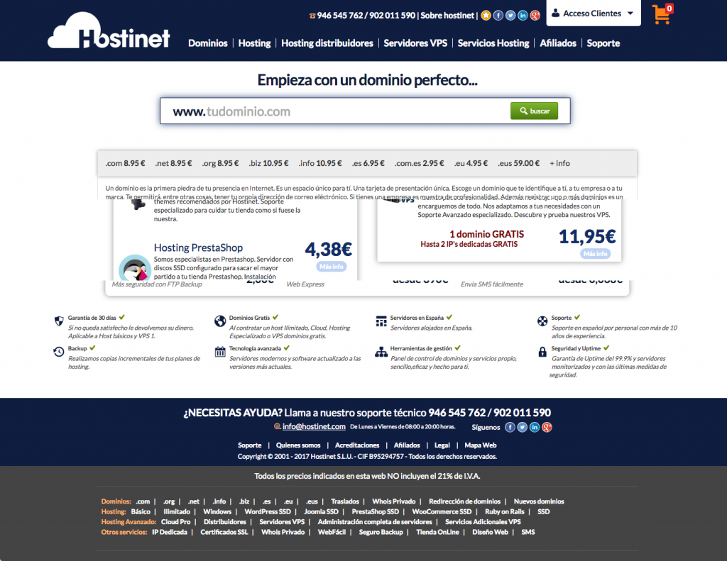 Analizamos el hosting de Hostinet